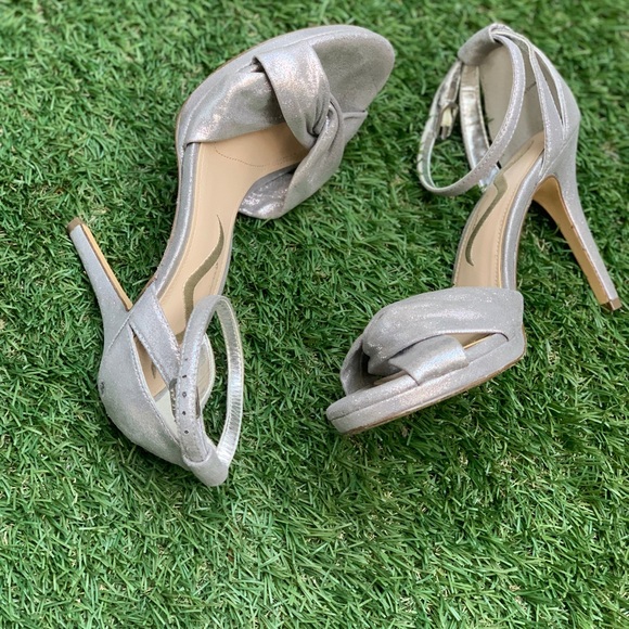 Nina | Shoes | Silver Open Toe Heels Never Warn | Poshmark